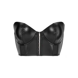 Damen Corsage, PETITE FLEUR GOLD BY LASCANA, Gr. 80, schwarz, Lederoptik (PU beschichtet), Obermaterial: 82% Polyester, 10% Polyamid, 8% Elasthan,