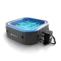 Juskys&reg; Whirlpool SpaLuxe mit LED &ndash; 130 Sprudeld&uuml;sen, 2400W Heizung, 910L Volumen - Grau / Blau
