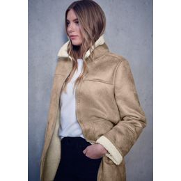 Damen Softshellmantel, beige, Gr. 42, STREET ONE STUDIO, unifarben, Stoff, Obermaterial: 100% Polyester. Fellimitat: 100% Polyester, M&auml;ntel, mit