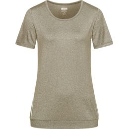 DEPROC Active Damen Funktionsshirt "KITIMAT WOMEN", beige, Gr. 42, Jersey, 94% Polyester. 6% Elasthan, Shirts, Funktionsshirt in Melangeoptik