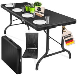 Kesser&reg; Buffettisch Tisch klappbar Kunststoff 183x76 cm Rattan Optik Campingtisch Partytisch Klapptisch Gartentisch f&uuml;r Garten Terrasse und Balkon zusammenklappbar 6 Personen ink. Tragegriff