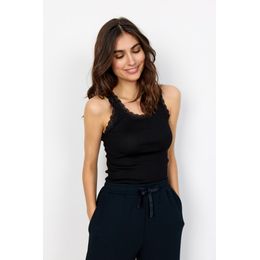 soyaconcept Damen Tanktop "SC-SARONA 1", schwarz, Gr. M, unifarben, Jersey, Obermaterial: 55% Seide, 45% Baumwolle, Tops, mit Seide