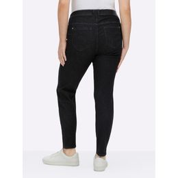 sheego Damen Bequeme Jeansschwarz denim, Gr. 54, unifarben, 74% Baumwolle, 22% Polyester, 3% Viskose, 1% Elasthan, Jeans