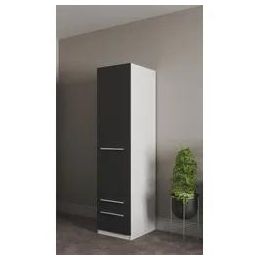 Kleiderschrank Priess "Schrank Garderobe W&auml;scheschrank Barcelona in 5 Breiten", schwarz (schwarz, wei&szlig;), B:48cm H:193cm T:54cm, Holzwerkstoff, Schr&auml;nke, Kleiderschrank, viel Stauraum, ger&auml;umige Schubk&auml;sten, mit Spiegel, MADE IN GERMANY