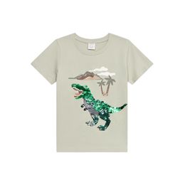 Lindex T-Shirt 'Dino' Jungen Gr&ouml;&szlig;e 122/128 gr&uuml;n / oliv / pastellgr&uuml;n / wei&szlig;