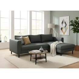 Ecksofa Trendmanufaktur "Amazing II, wahlw. mit Schlaffunktion & Bettkasten, Fu&szlig; schwarz", anthrazit, B:232cm H:81cm T:161cm, Sofas, Ecksofa, Recamiere beidseitig montierbar, L-Form,in Cord o. Struktur, B: 232 cm