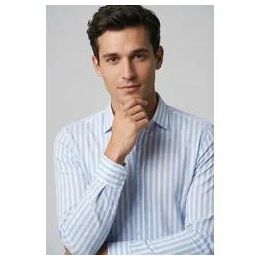 Langarmhemd DESOTO "Casual Kent 1/1", Herren, Gr. M, N-Gr, light blau stripes, Jersey, Obermaterial: 100% Baumwolle, gestreift, slim fit normal, Manschette, Hemden, Businesshemd, Kentkragen, Jersey, schmale Form