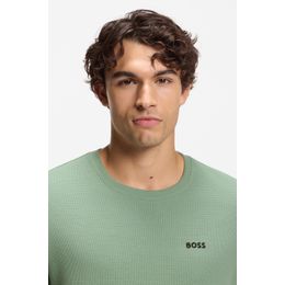 BOSS Herren Pyjamaoberteil "Waffle T-Shirt", Gr. M, gr&uuml;n, Obermaterial: 60% Baumwolle, 40% Polyester, Shirts