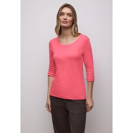 Street One Damen 3/4-Arm-Shirtstriking coral, Gr. 46, unifarben, Stoff, 50% Modal, 50% Baumwolle, Shirts, in Unifarbe