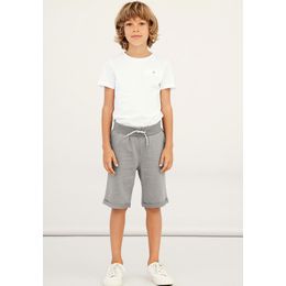 name it Jungen Sweatshorts "NKMVERMO LONG SWE SHORTS UNB F NOOS", grau, Gr. 92, meliert, unifarben, angeraute Sweatware, Obermaterial: 100%