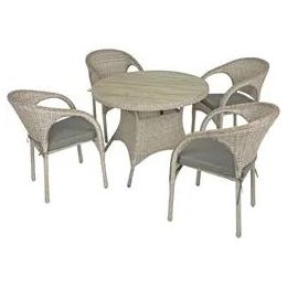 Garten-Essgruppe Garden Pleasure "BASTIA", beige (sandfarbend, sand), B:300cm H:73cm T:300cm, Aluminium, Kunststoff, Polyrattan, Sitzm&ouml;bel-Sets, mit bequemer Polsterung