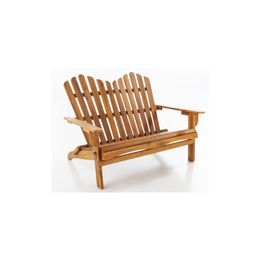 2-Sitzer Adirondack-Gartenbank klappbar aus Akazienholz, ca. 125 x 80 x 94 cm &ndash; Hellbraun
