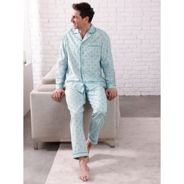 w&auml;schepur men Herren Pyjama, ecru-mint-bedruckt, Gr&ouml;&szlig;e 44/46