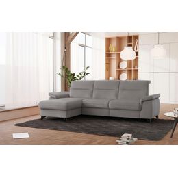 Sit & More Ecksofa SIT & MORE "Astoria L-Form", grau (hellgrau), B:260cm H:91cm T:175cm, 100% Polyester, Sofas, Ecksofa, wahlweise mit motorischer Relaxfunktion