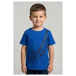 T-Shirt Blue Seven, Jungen, Gr. 104, ocean, Single Jersey, Obermaterial: 100% Baumwolle, bedruckt, unifarben, Basic normal, Rundhals, Shirts T-Shirt, Basic-Passform, mit Druckapplikation, unifarben oder bedruckt