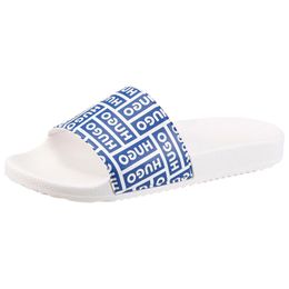 HUGO BLUE Herren Badepantolette "Timein_slid", Gr. 43wei&szlig;, blau, Synthetik, Schuhe, Strandschuh, Schlappen, Sommerschuh, Flat mit Logoschriftz&uuml;gen