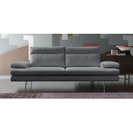 3,5-Sitzer Calia italia "Toby Wing, 228 cm breit, Designsofa mit erstklassigem Sitzkomfort", grau (grigio quebec), B:228cm H:90cm T:113cm, Synthetische Faser (100% Polyester), Sofas, inklusive Sitztiefenverstellung, F&uuml;&szlig;e in Chrom gl&auml;nzend