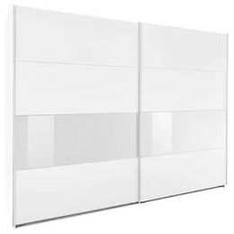 Schwebet&uuml;renschrank wimex "Bramfeld TOPSELLER Kleiderschrank", wei&szlig; (wei&szlig;, absetzung wei&szlig;glas), B:270cm H:208cm T:64cm, Schr&auml;nke, Schwebet&uuml;renschrank, mit Glaselementen und zus&auml;tzlichen Einlegeb&ouml;den