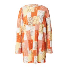 MONKI Kleid Damen Gr&ouml;&szlig;e 36 pastellgelb / gr&uuml;n / orange / hummer / wei&szlig; Winterkleid