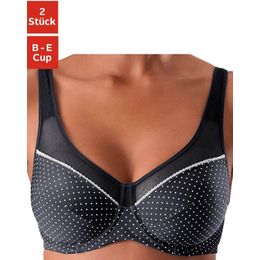 Petite Fleur Damen B&uuml;gel-BH, schwarz-wei&szlig;+wei&szlig;-t&uuml;rkis, Gr&ouml;&szlig;e 100B