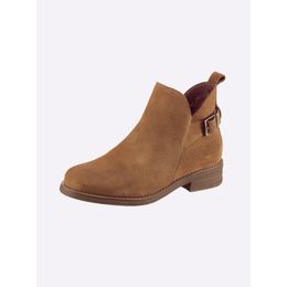 Stiefelette Heine, Damen, Gr. 36, cognac, Leder, Rindsleder, Veloursleder, Schuhe Stiefelette