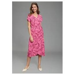 Sommerkleid Laura Scott, Damen, Gr. 36, N-Gr, pink, gemustert, Jersey, Obermaterial: 95% Viskose, 5% Elasthan, Paisley, figurumspielend wadenlang, V-Ausschnitt, angeschnitten, Kleider Sommerkleid, mit Paisley-Optik, aus Viskose und Elasthan