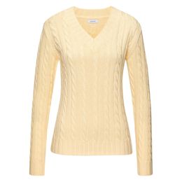 Lascana Damen V-Ausschnitt-Pullover, gelb, Gr&ouml;&szlig;e 32/34