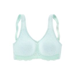 Damen Entlastungs-BH, NUANCE BY LASCANA, Gr. 80, gr&uuml;n, Spitze, Obermaterial: 85% Baumwolle, 10% Polyamid, 5% Elasthan, BHs, ohne B&uuml;gel aus Baumwolle
