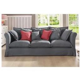 3-Sitzer Home Affaire "Luise", grau, B:228cm H:93cm T:100cm, Webstoff (50% Baumwolle, 50% Polyester), Sofas