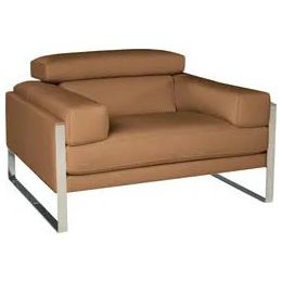 Sessel Calia italia "Romeo Loungesessel", beige (karma 600 cuoio), B:107cm H:67cm T:105cm, AnilinLEDER Karma gewachst (echtes Rindsleder), Sessel, Sessel, extravaganter Designsessel