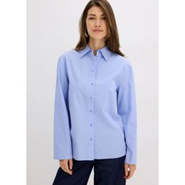 bonprix Hemdbluse aus reiner Bio-Baumwolle, blau, Gr.42, Hemd mit Umlegekragen, langen &Auml;rmel und Knopfleiste vorne, 100% Baumwolle (organic)