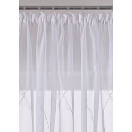 bonprix Gardinen Store mit Stickerei mit recyceltem Polyester, wei&szlig;, Gr.225x450 cm, Farbige Stickerei auf wei&szlig;em Voile