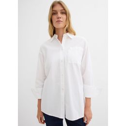 bonprix Oxford-Bluse aus Bio-Baumwolle, wei&szlig;, Gr.42, Oversized Bluse aus festem Bio-Baumwoll-Oxford mit Kragen, Kn&ouml;pfen vorne und einer offenen Brusttasche. Lange &Auml;rmel mit gekn&ouml;pften langen Manschetten., 100% Baumwolle (organic)