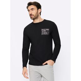 Catamaran Herren Langarmshirt mit platziertem Druck, schwarz-bedruckt, Gr&ouml;&szlig;e 44/46