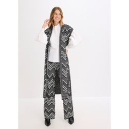 bonprix Strick-Weste, schwarz, Gr.40/42 (M), modische Jacquard-Strick-Weste mit &uuml;berschnittener Schulter und Seitenschlitzen