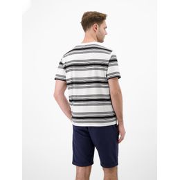 Lerros T-Shirt im Streifenlook mit O-Neck Herren Gr&ouml;&szlig;e XXL wei&szlig;