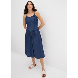 bonprix Jeanskleid, blau, Gr.50, Jeanskleid mit Tr&auml;gern, 100% Baumwolle (organic)