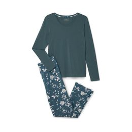 Tchibo - Pyjama-Set - Damen - Gr. L - petrol/gebl&uuml;mt