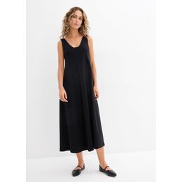 bonprix Jerseykleid aus reiner Bio-Baumwolle, schwarz, Gr.36/38 (S), &Auml;rmelloses A-Linien Kleid mit einem eckigen V-Ausschnitt und einem tiefen R&uuml;ckenausschnitt, 100% Baumwolle (organic)