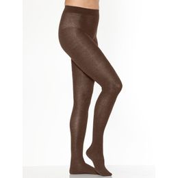 Rogo Damen Thermostrumpfhose, Gr. 2, braun, 75% Baumwolle, 22% Polyamid, 3% Elasthan, Strumpfhosen