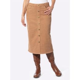 Inspirationen Damen Cordrock, braun, Gr. 25, unifarben, 98% Baumwolle, 2% Elasthan, R&ouml;cke
