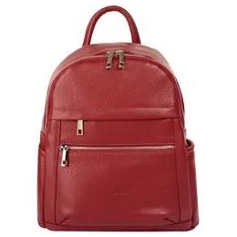 Cityrucksack Samantha Look, Damen, Gr. B/H/T: 24cm x 30cm x 9cm, onesize, rot, Leder, Rindsleder, Rucks&auml;cke Cityrucksack, echt Leder, Made in Italy