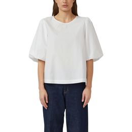 s.Oliver Damen Schlupfblusewei&szlig;, Gr. 46, unifarben, Web, Obermaterial: 100% Baumwolle, Blusen, mit weitem Hallbarm und Knopfvershcluss
