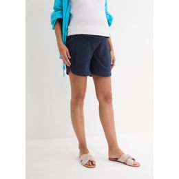 bonprix Umstandsshorts aus reinem Baumwoll-Musselin, blau, Gr.40, Leichte Baumwollshorts f&uuml;r die Schwangerschaft, 100% Baumwolle