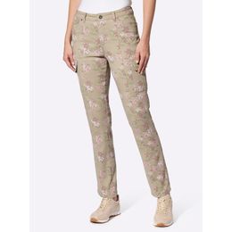 Heine Damen Bequeme Jeans, rosa, Gr. 38, bedruckt, gebl&uuml;mt, gemustert, mehrfarbig, 98% Baumwolle, 2% Elasthan, Jeans