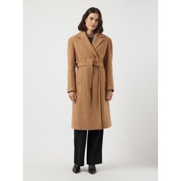 Langmantel Y.A.S "YASKALI WOOL BLEND COAT S. NOOS", Damen, Gr. 34, braun (tobacco braun), Web, Obermaterial: 70% Polyester, 30% Wolle, unifarben, regular fit knielang, M&auml;ntel
