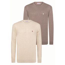 FELIX HARDY Herren Rundhalspullover "Pullover mit Rundhalsausschnitt 2er-Pack", beige, Gr. XXL, 100% Baumwolle, Pullover