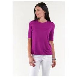 T-Shirt Seidel Moden, Damen, Gr. 36, lila (beere), Jersey, Obermaterial: 95% Viskose, 5% Elasthan, unifarben, Basic, figurumspielend h&uuml;ftlang, Rundhals, abgesteppte Kante, Shirts T-Shirt, mit Rundhalsausschnitt, MADE IN GERMANY