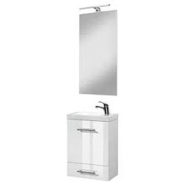 Waschtisch-Set Welltime "Trento, verschiedene Ausf&uuml;hrungen und Farben", wei&szlig; (wei&szlig;, wei&szlig; hochglanz), B:41cm, MDF, Kastenm&ouml;bel-Sets, Badm&ouml;bel Breite 40cm, G&auml;stebad SlimLine G&auml;ste WC