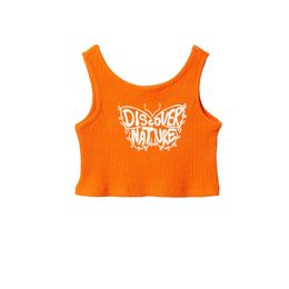 KOTON Tanktop M&auml;dchen Gr&ouml;&szlig;e 146/152 orange / wei&szlig;